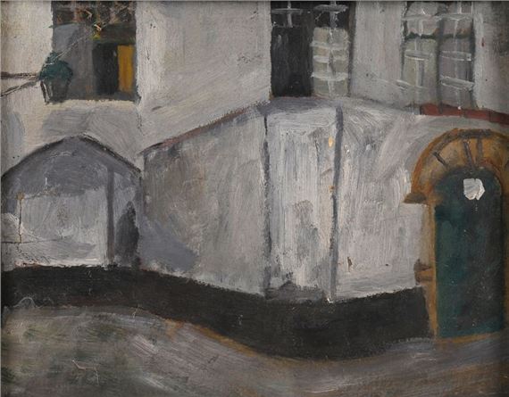 Robert Droulers | Alley with lamppost | MutualArt