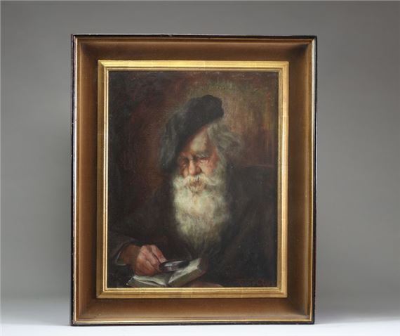 Truus Claes | Portrait de vieillard à la loupe (1249) | MutualArt