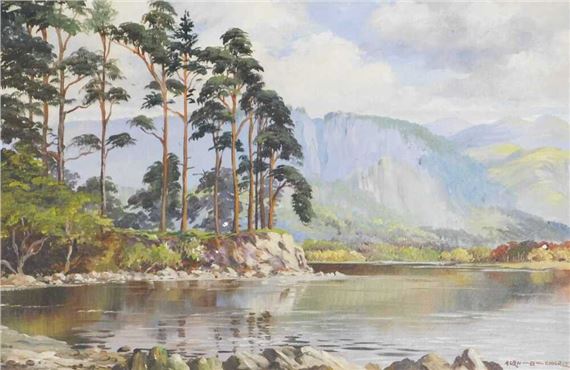 Alan Bengall Charlton | Lake and mountain landscape | MutualArt