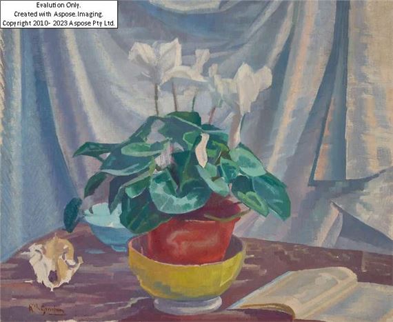 Robert Duckworth Greenham | Still life with a potted plant and animal ...