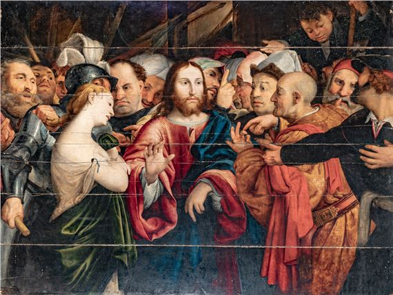 Flemish School, 16th Century | Christ and the Woman Taken in Adultery | MutualArt