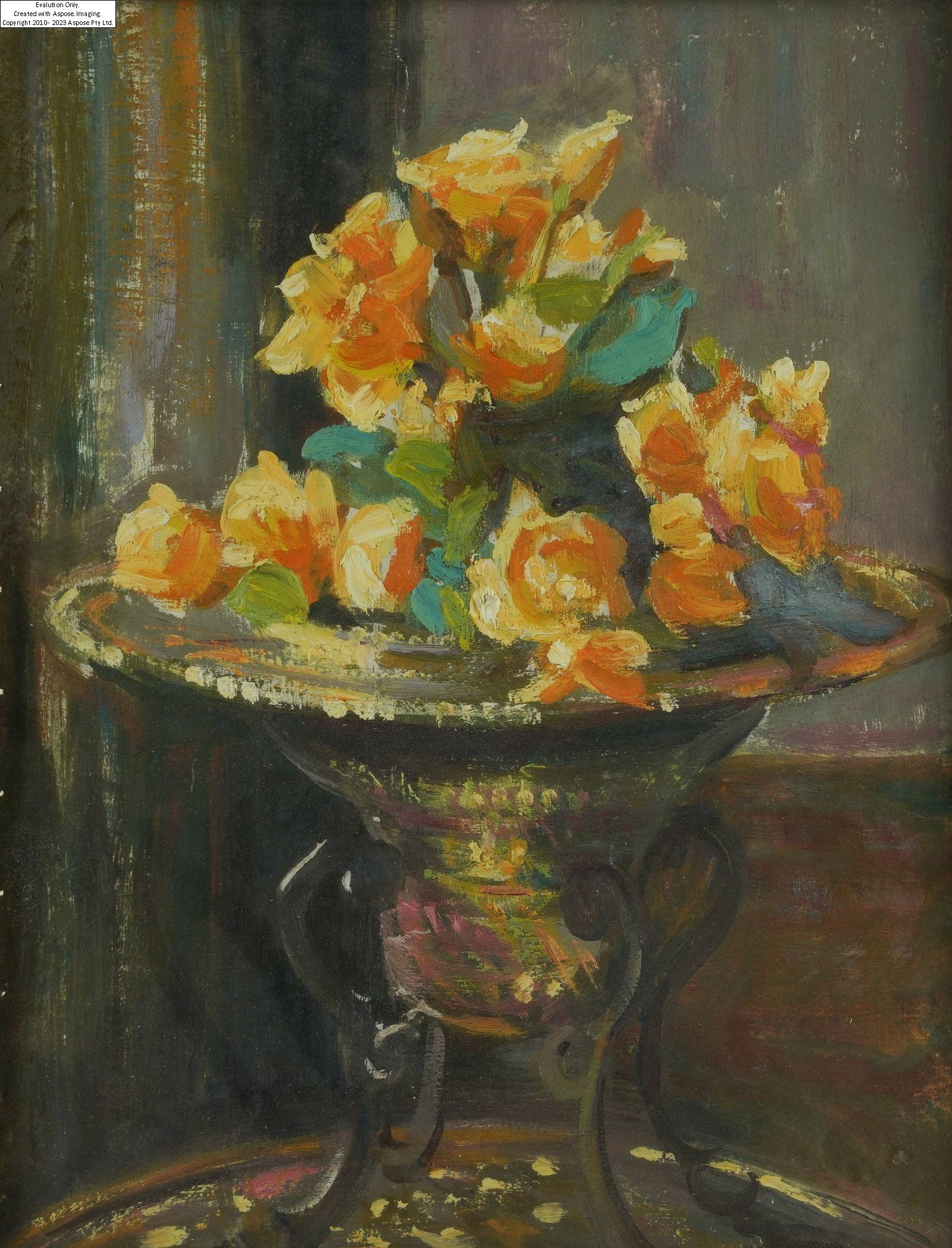 Arthur Croft Mitchell | Still life of yellow roses | MutualArt