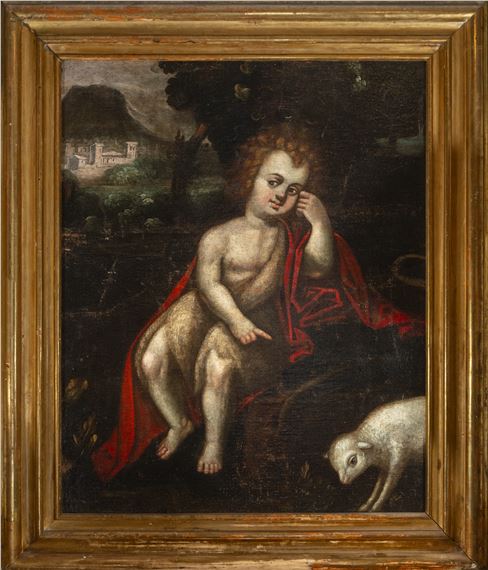 Colonial School, 17th century | Escuela colonial óleo sobre gran lienzo San Juanito del siglo ...