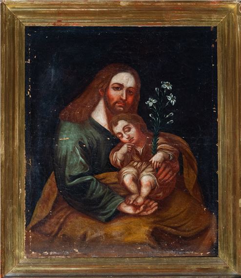 Colonial School, 17th century | Escuela colonial del siglo XVII San José con niño | MutualArt