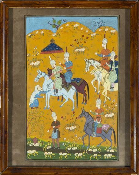 Indian School | Dibujo colonial India Mughal tinta y acuarela de ...