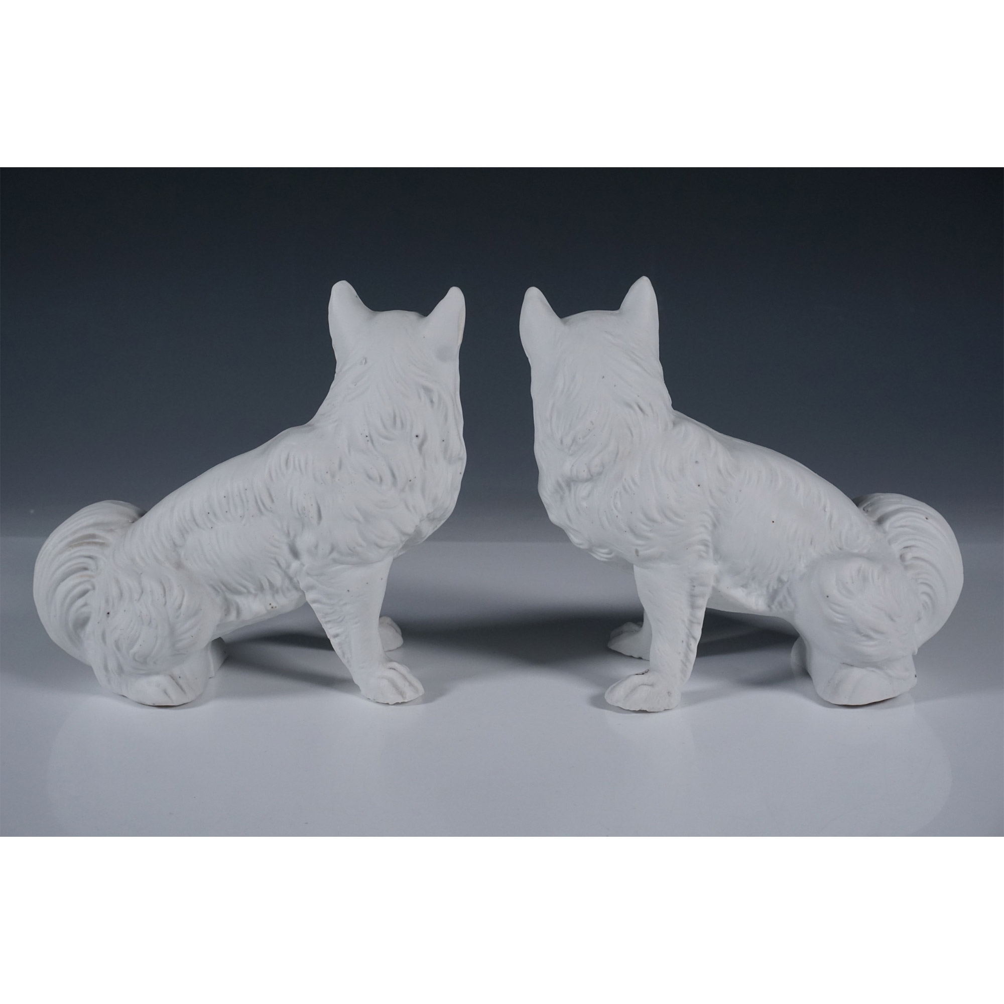 White | Pair of Bisque Porcelain Dog Figurines (Early 20th Century ...