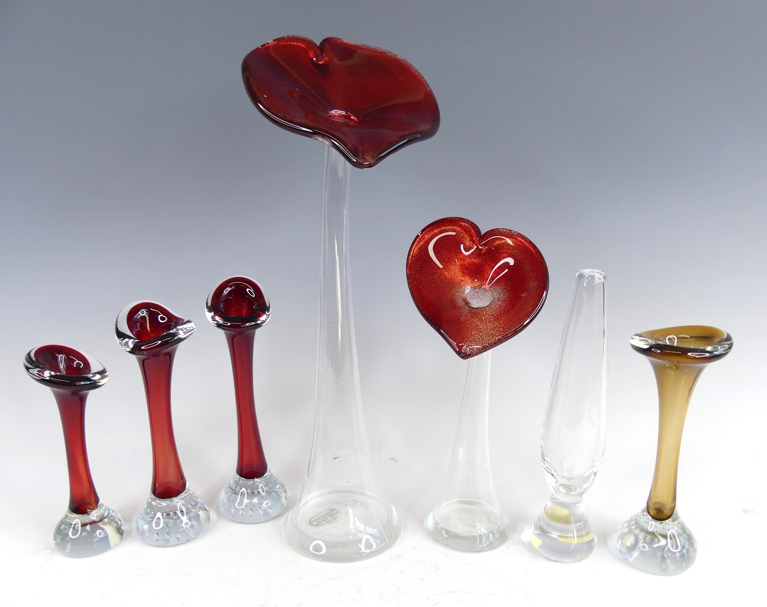 SEVEN | A collection of seven various studio glass specimen vases ...