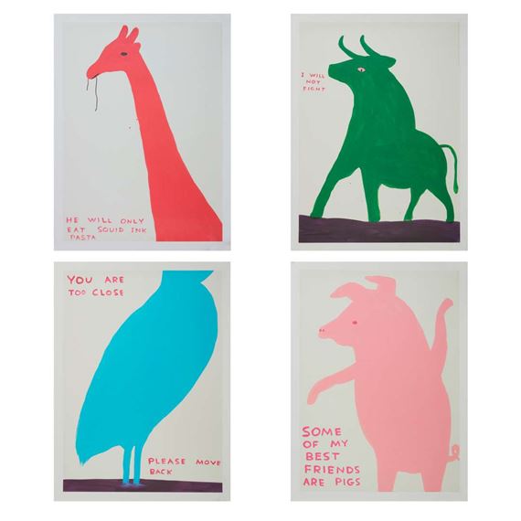 David Shrigley | ANIMALS SERIES (SET OF 4) - 2020 | MutualArt
