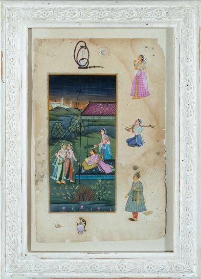 Mughal School | Dibujo colonial India Mughal tinta y acuarela de ...