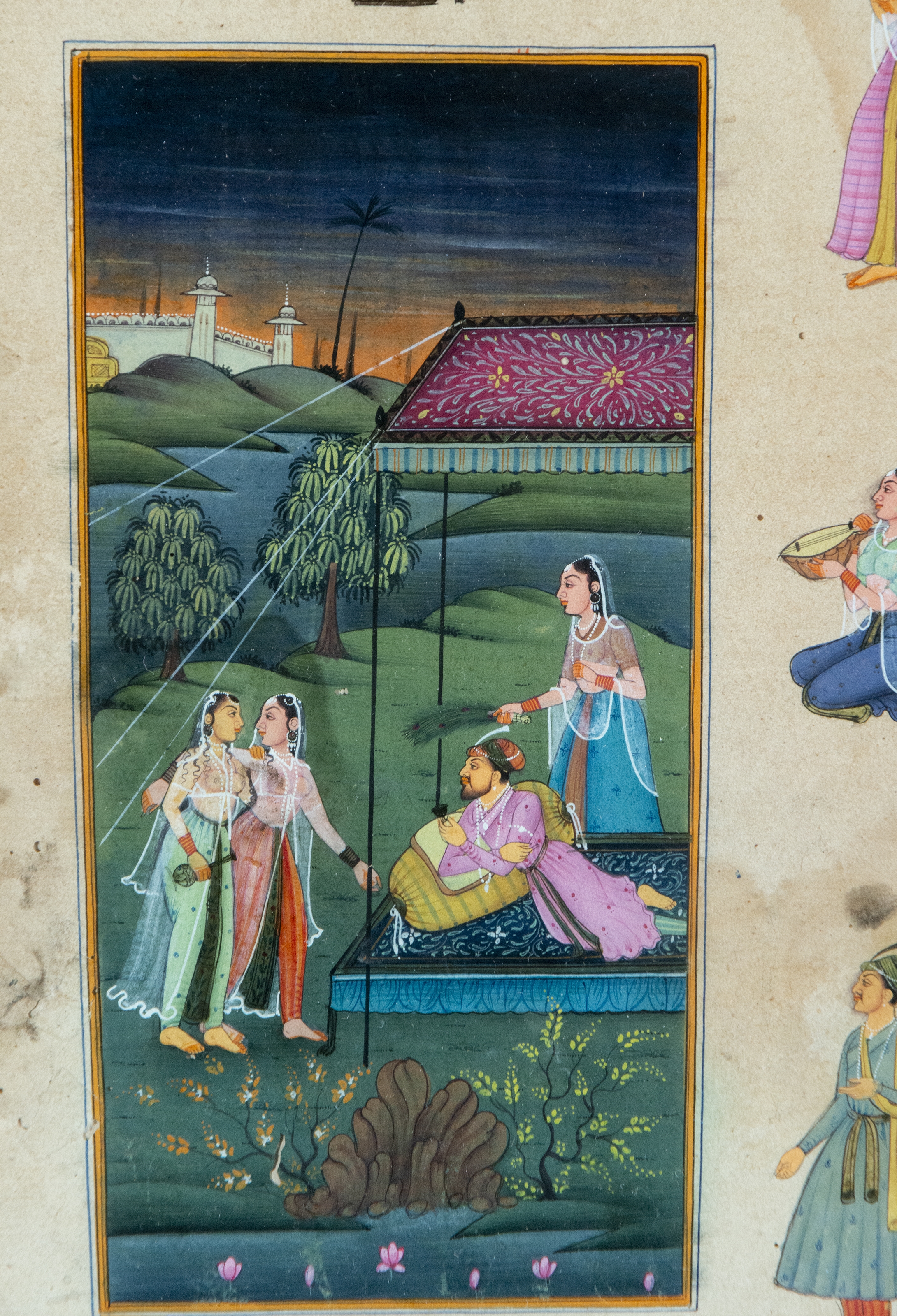 Mughal School | Dibujo colonial India Mughal tinta y acuarela de ...