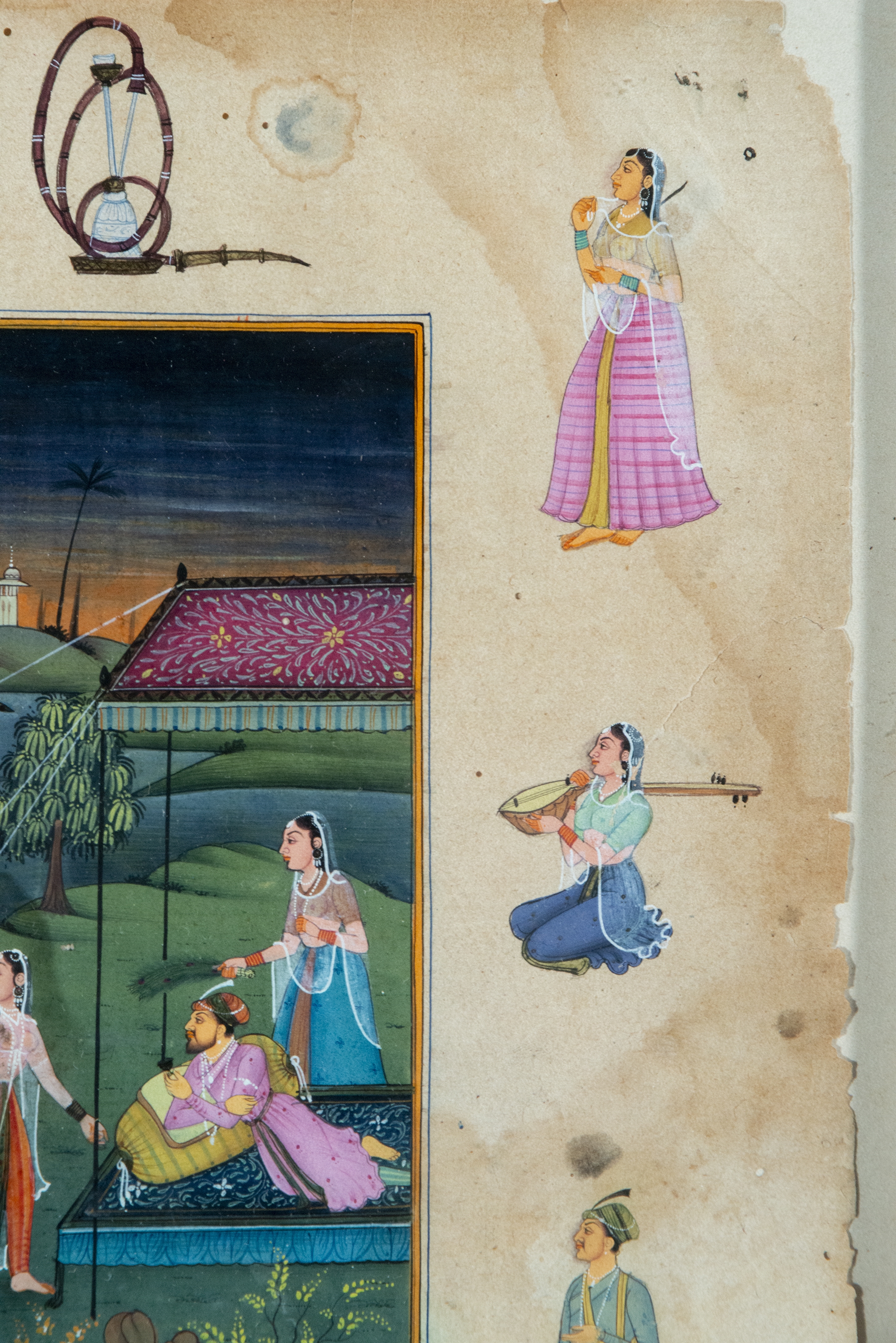 Mughal School | Dibujo colonial India Mughal tinta y acuarela de ...