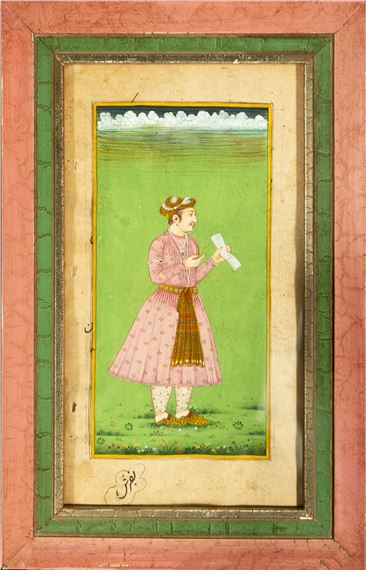 Mughal School | Dibujo tinta y acuarela Mughal colonial India hombre ...