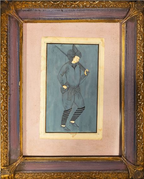 Mughal School | Dibujo tinta y acuarela Mughal colonial India hombre ...