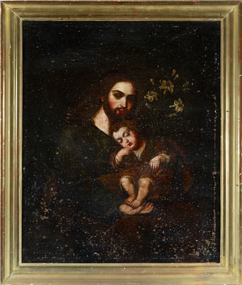 Spanish School, 17th Century | Escuela colonial de la Nueva España San José con Niño Jesús siglo ...