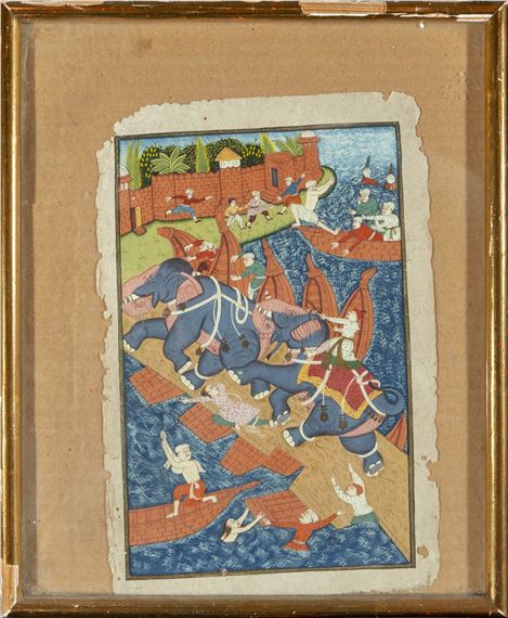 Mughal School | Dibujo colonial India Mughal tinta y acuarela de la ...