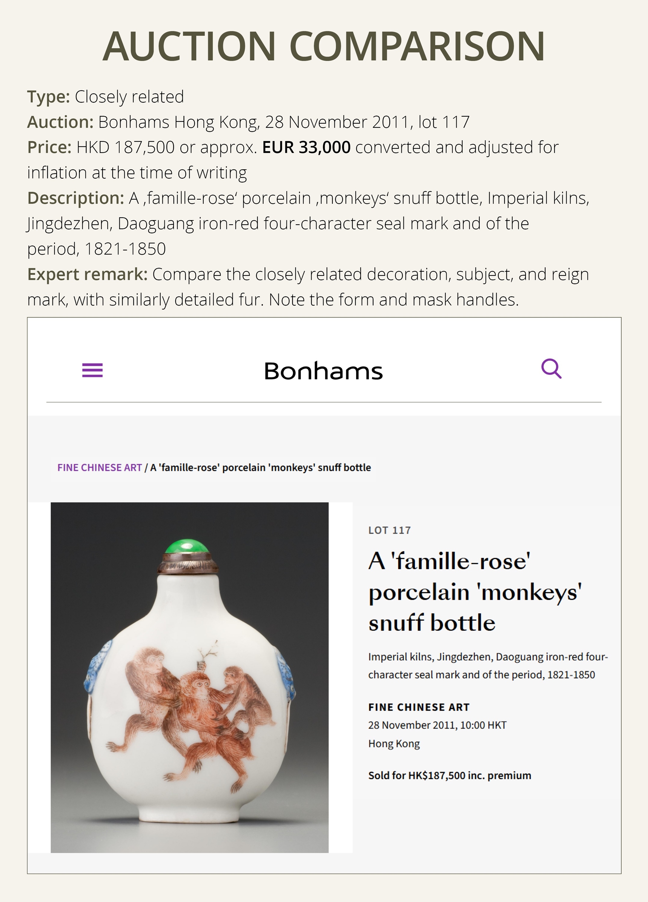 Chinese School, 20th Century | A FAMILLE ROSE ‘FIVE MONKEYS’ SNUFF ...