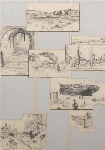 Charles Joseph Staniland | Montage of eight pen and ink East Anglian ...