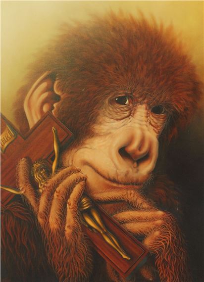 Charles Jordan | MONKEY HOLDING CRUCIFIX | MutualArt