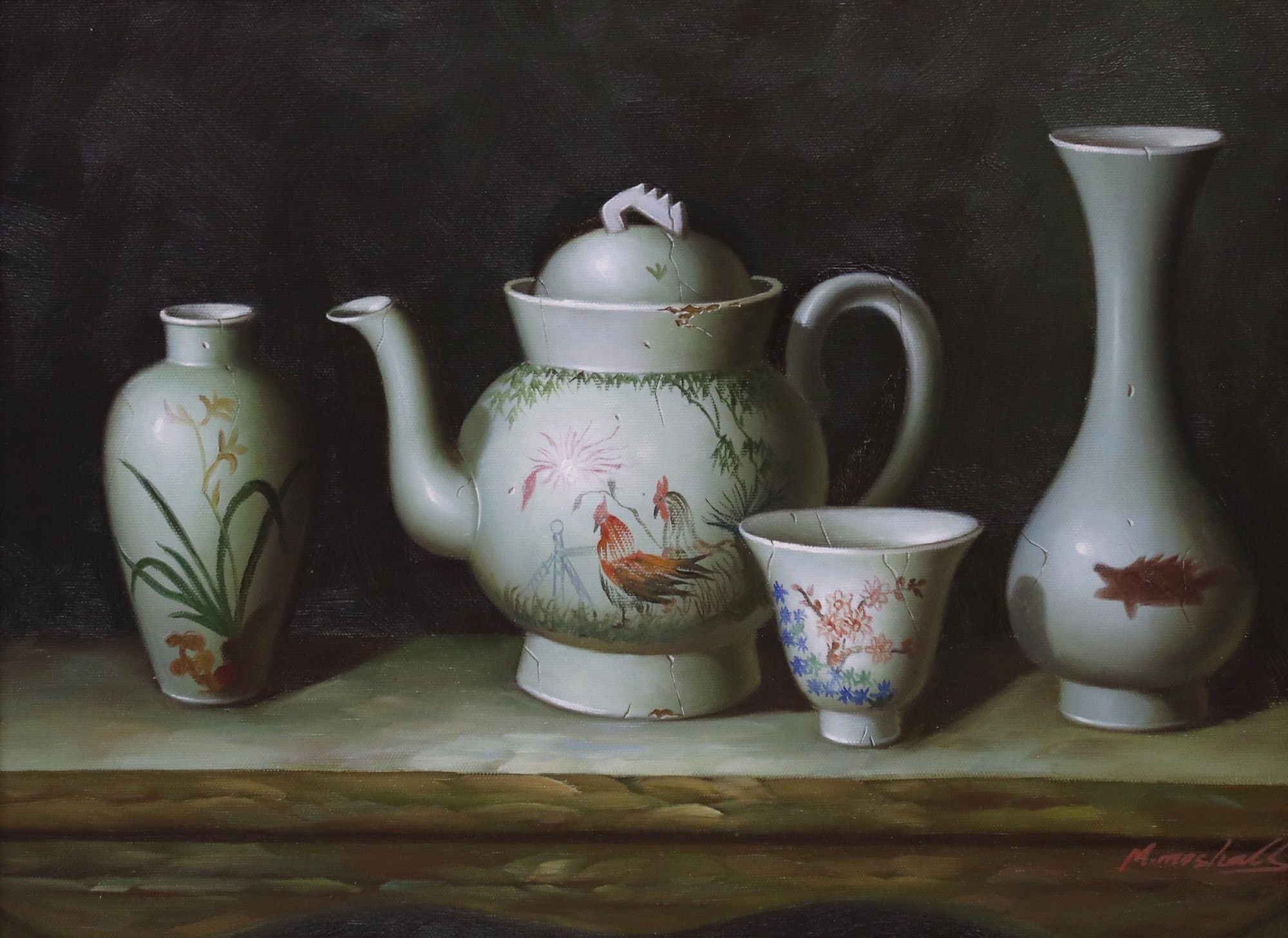 M Moshall | Still Life with Chinese Porcelains | MutualArt