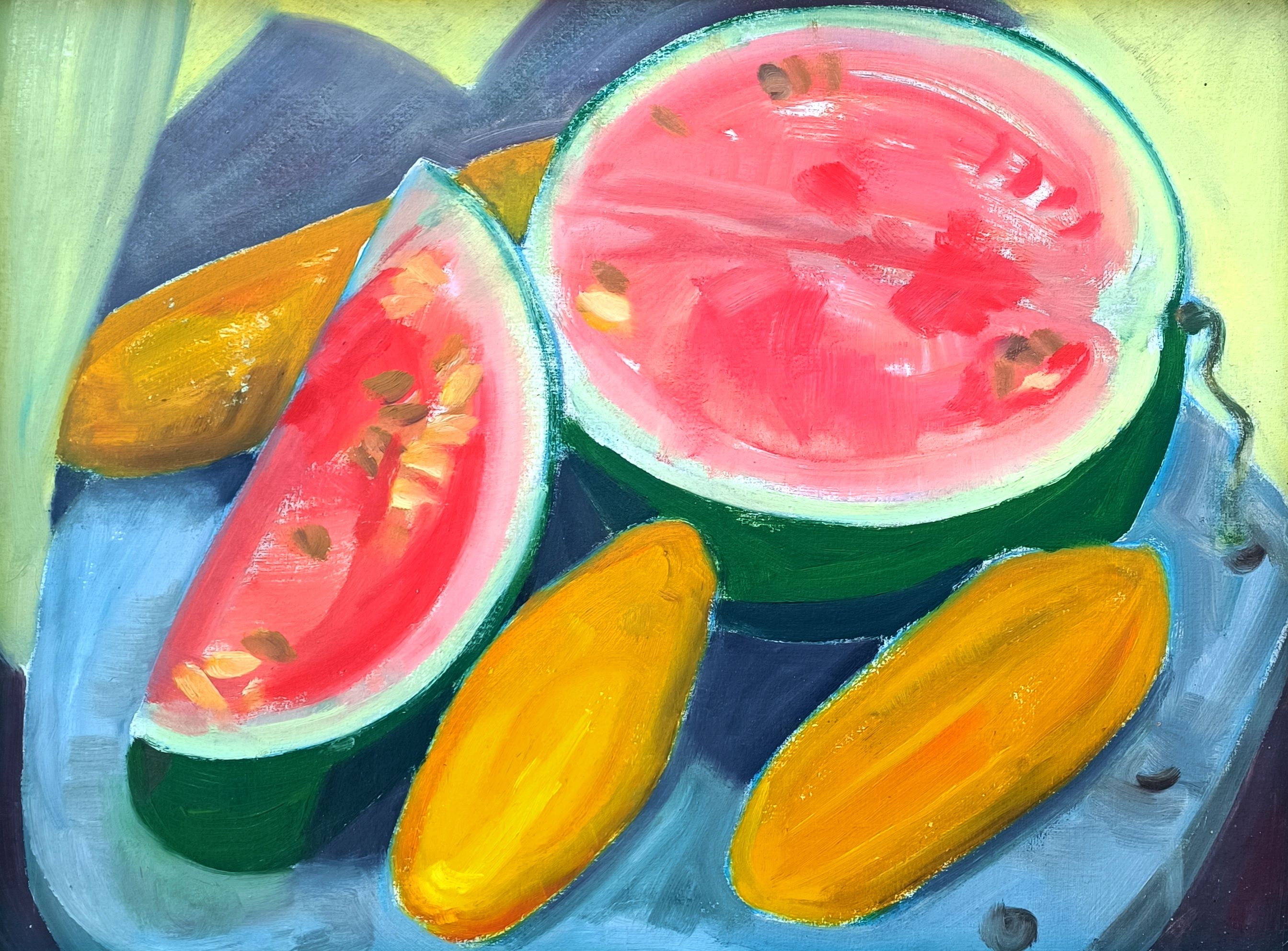 Brigitte Köhler-Kliefert | Stilleben mit Melone (1970) | MutualArt