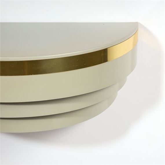 Curtis Jeré | Two gray lacquered metal half-moon wall brackets composed ...