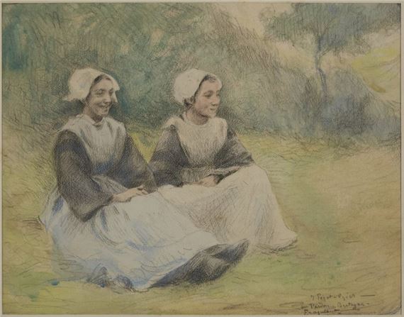 Jean Bertrand Pegot-Ogier | Two seated Breton women | MutualArt