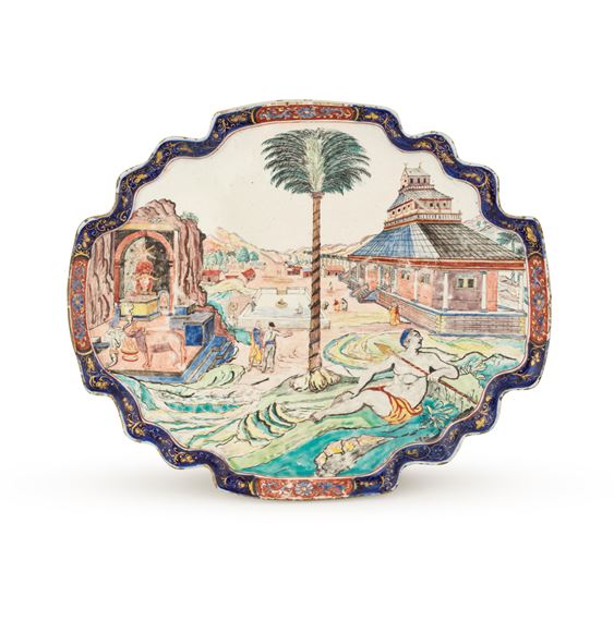 Delft | A very rare Dutch Delftware plaque depicting a mosque, early ...