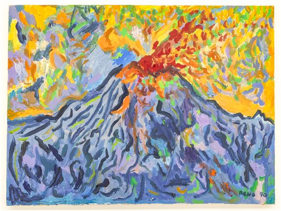 Joe Reno | Joe Reno ''Eruption'' Signed 1990 Oil on Canvas 17.75''x24 ...