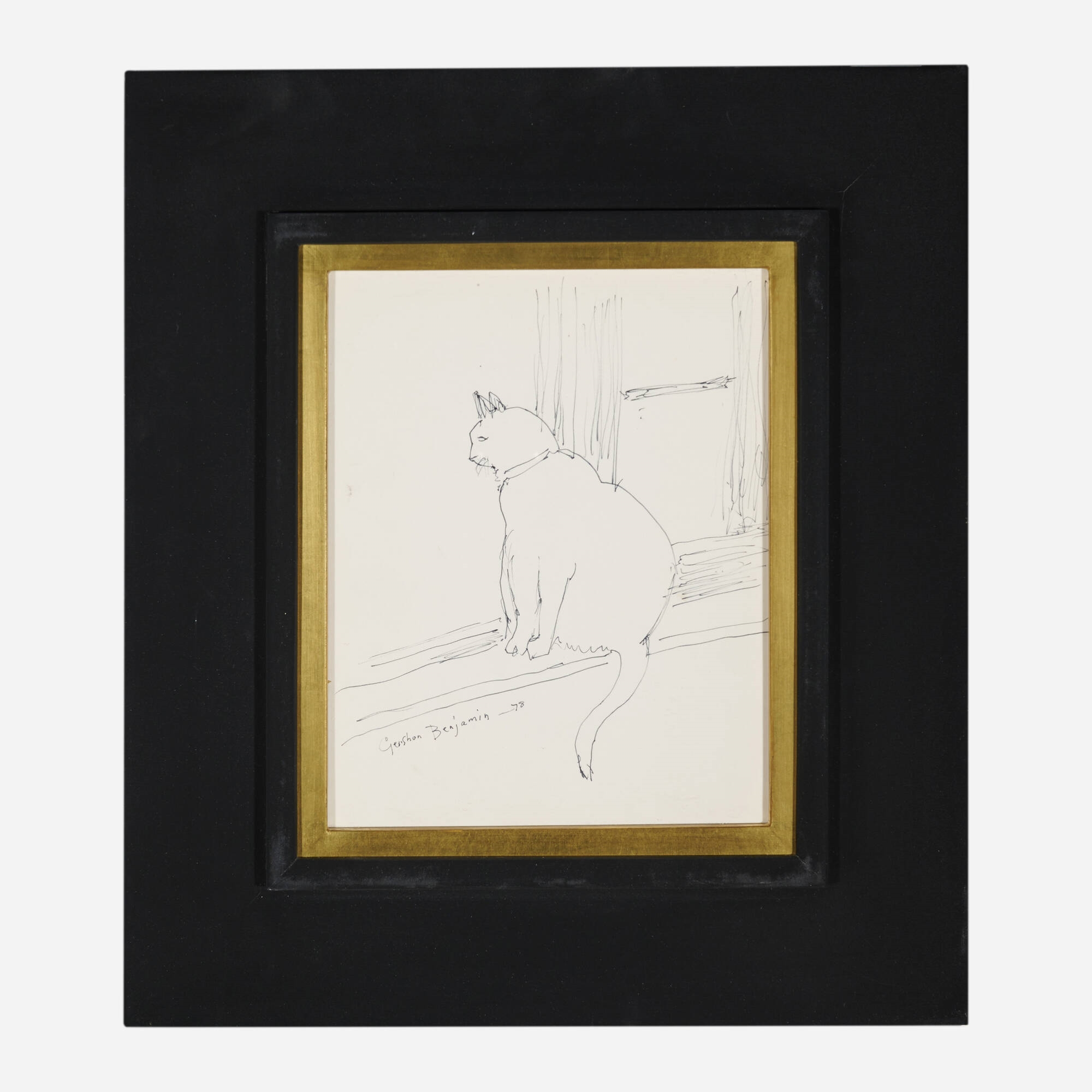Gershon Benjamin | Sketch of Cat in Window (1978) | MutualArt