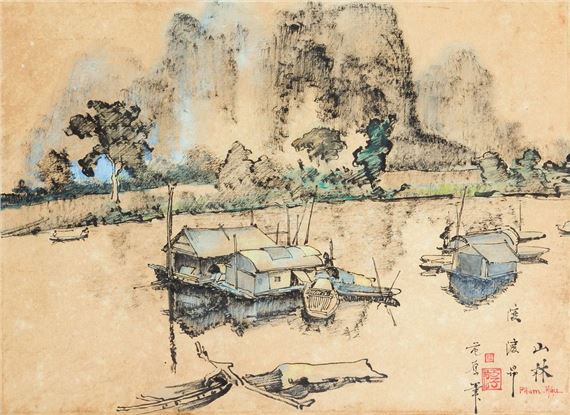 Pham Hau | Floating Village at the Foot of Luan Duong | MutualArt