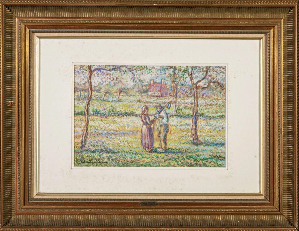 Paul Emile Pissarro | Peasant couple in an orchard in Normandy (1884 ...