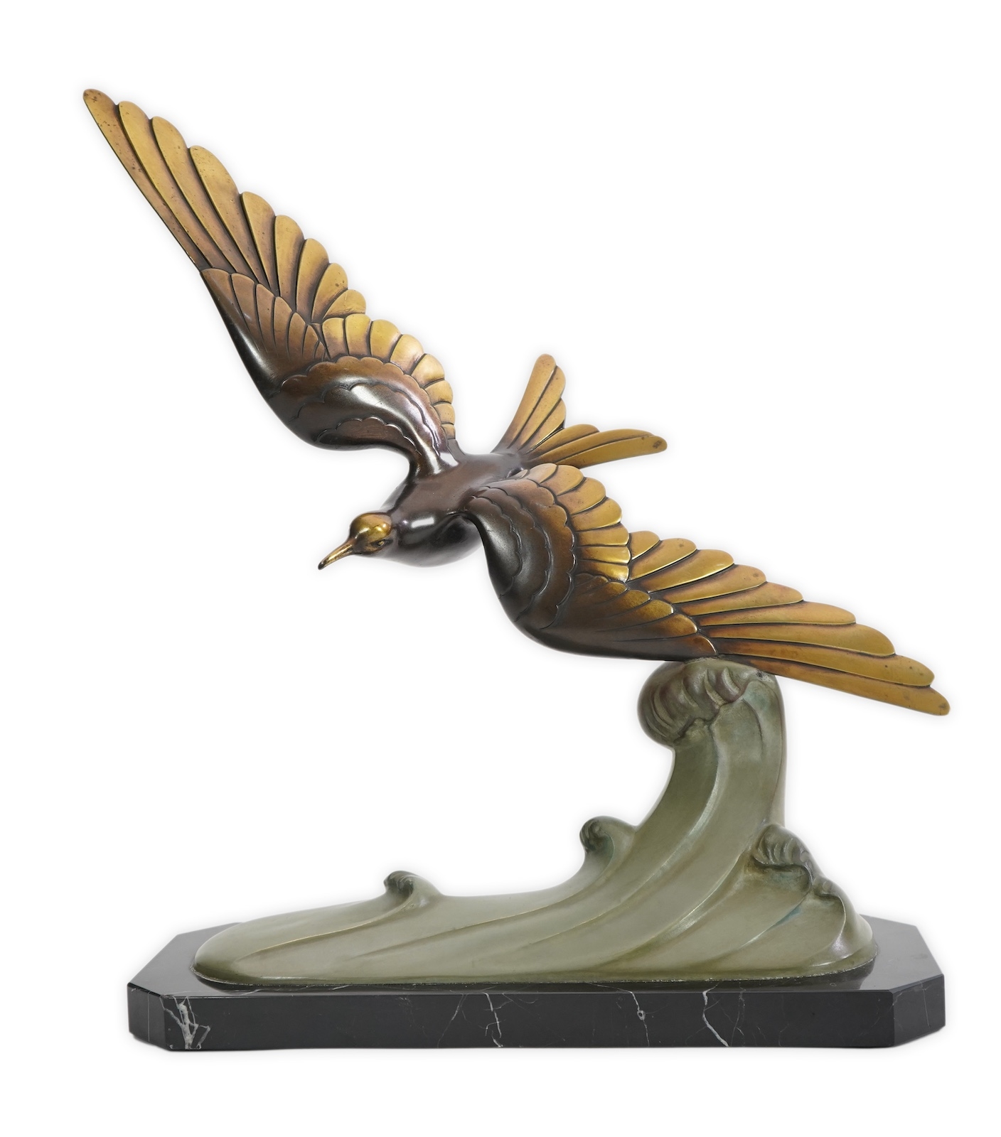 J. Brault | a French Art Deco patinated bronze model of a seagull in ...