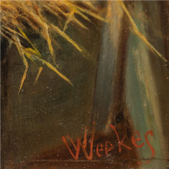 Herbert William Weekes | Chickens and a Donkey by a Trough | MutualArt