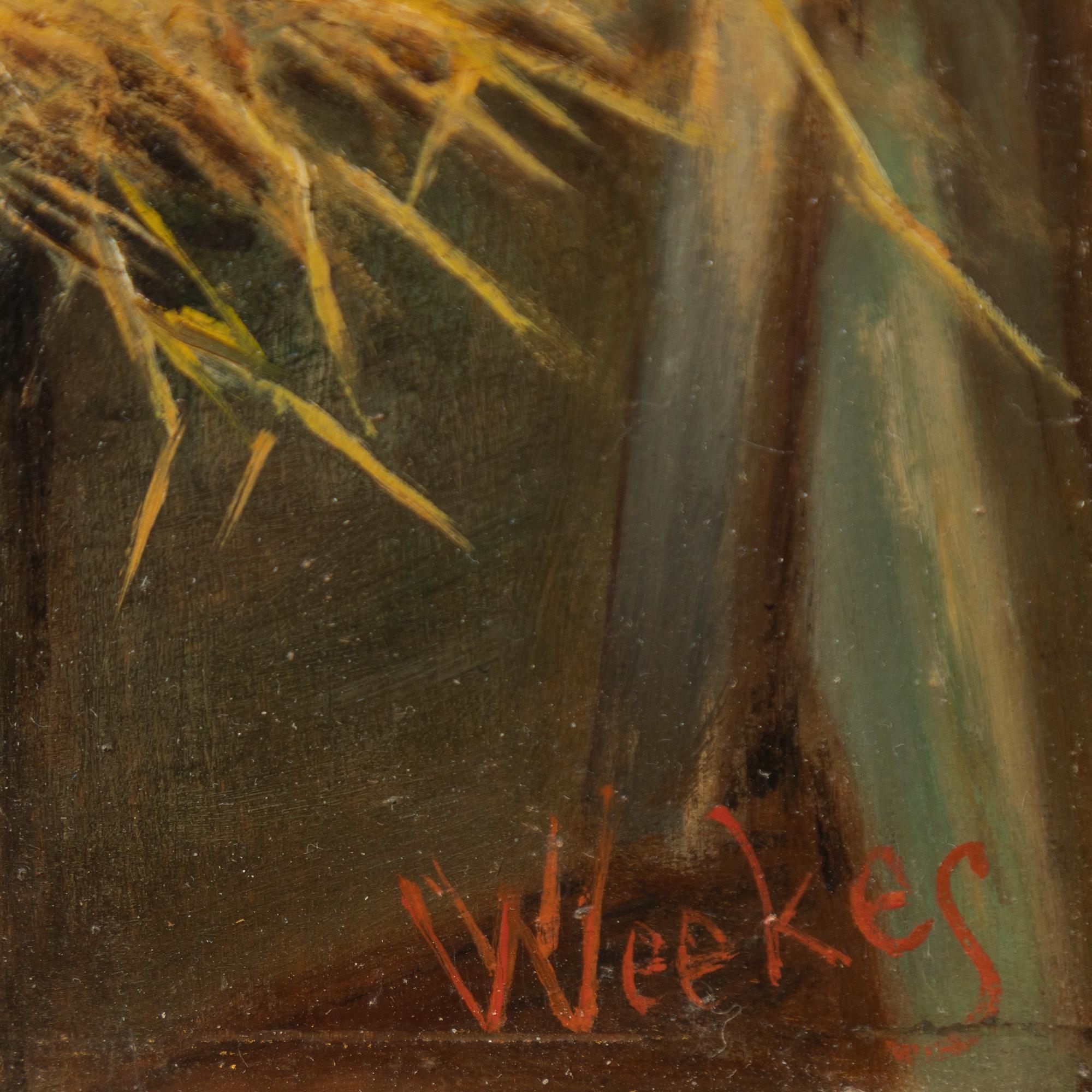 Herbert William Weekes | Chickens and a Donkey by a Trough | MutualArt