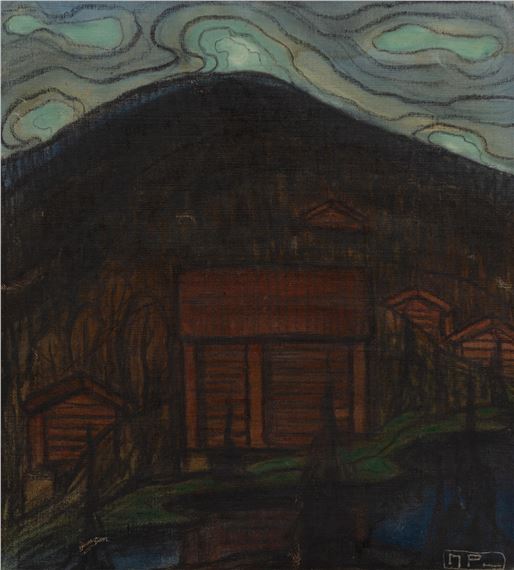 Maria Fröberg | Twilight over the Mountain Farm | MutualArt