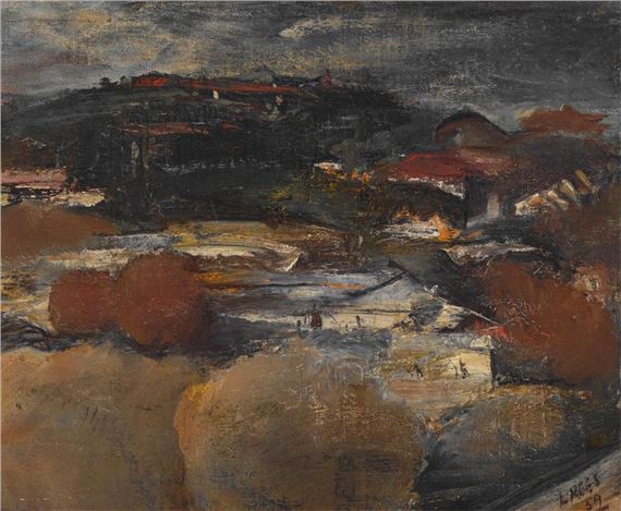 Lloyd Rees | Cottages in Landscape, 1959 (1959) | MutualArt