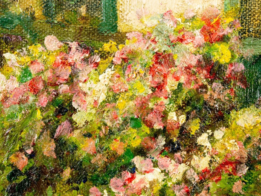 William Adam | Town Scene with Flower Garden | MutualArt