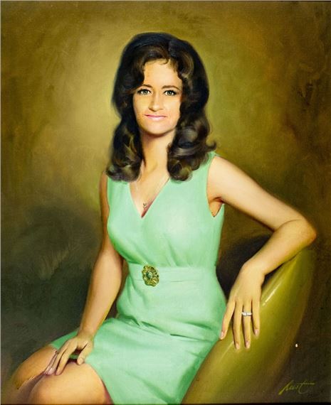 Donald Rust | Portrait of Woman in Green Dress (1974) | MutualArt