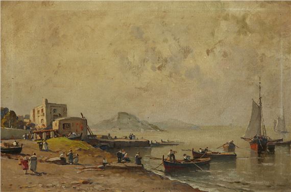 Nicola de Corsi | fishing boats in an Italian bay (22) | MutualArt