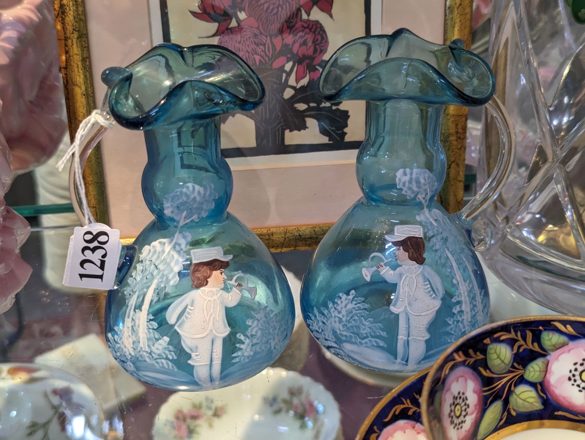 Mary Gregory | A PAIR OF MARY GREGORY GLASS EWER VASES | MutualArt