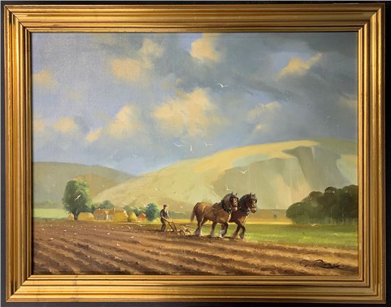 George Rock | Ploughing with Shire Horses | MutualArt