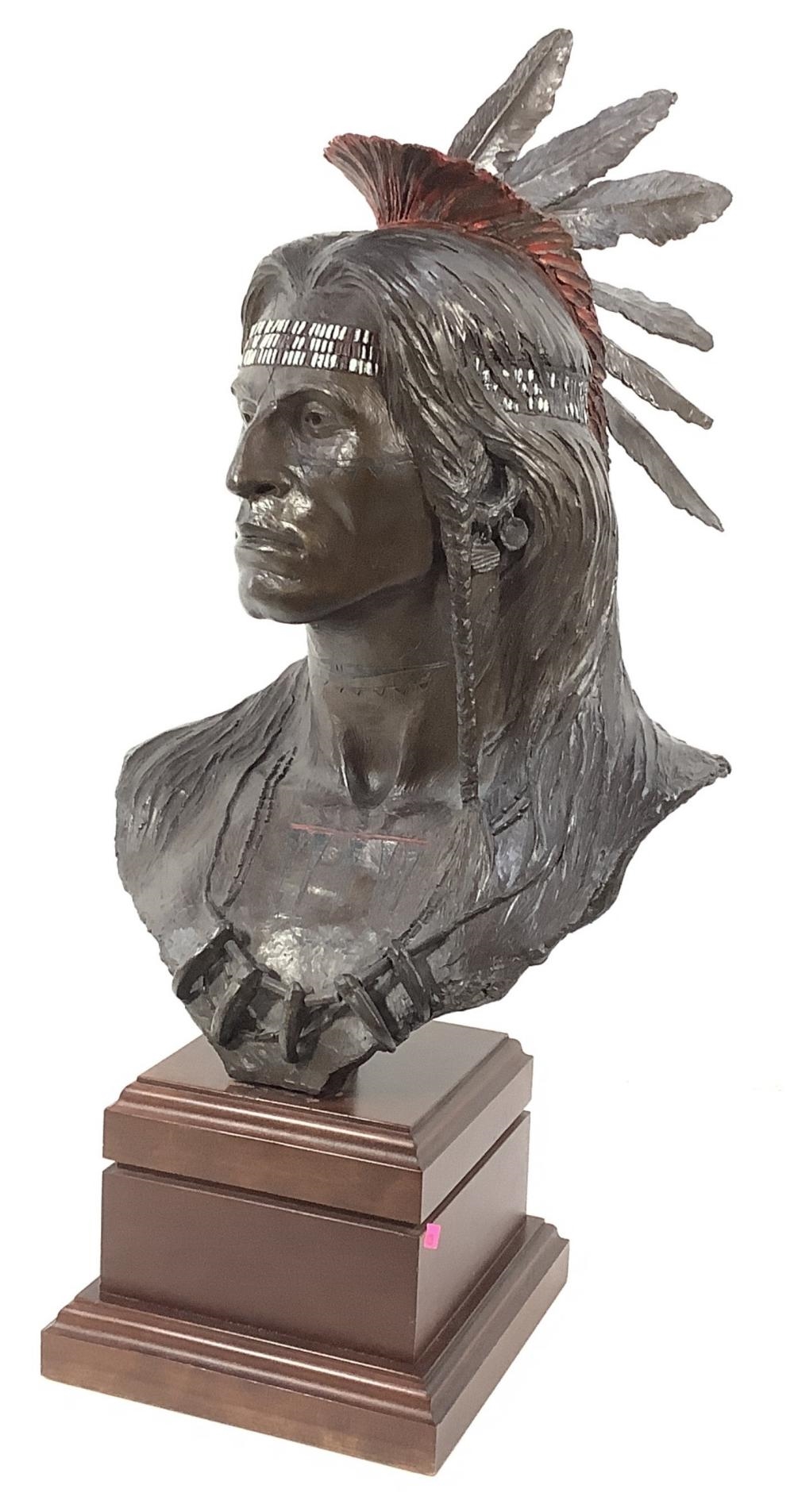 Jud Hartman | Bronze Indian Bust Sculpture | MutualArt