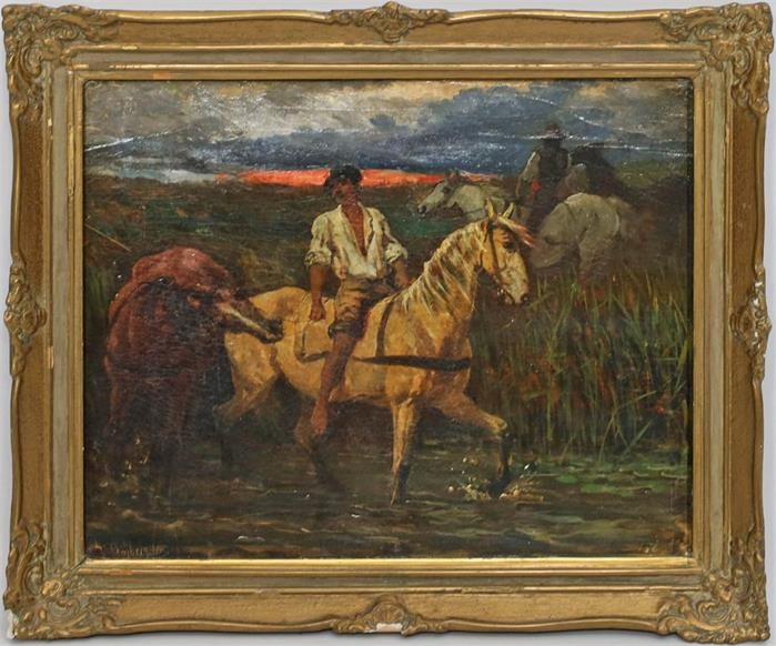 Conrad Freyberg | Die eingefangenen Pferde führende Reiter | MutualArt