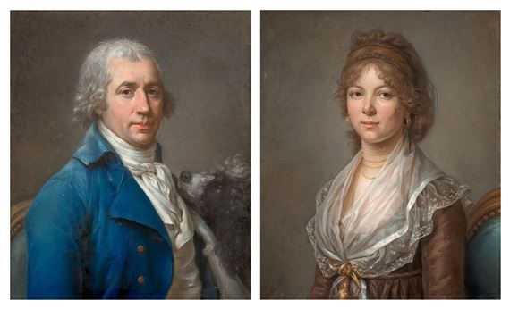 Marie Gabrielle Capet | Portrait d’homme avec un barbet et Portrait de ...