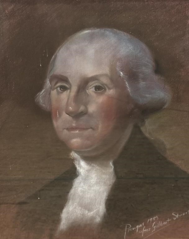 Gilbert Stuart | Pastel portrait og George Washington signed Prongas ...