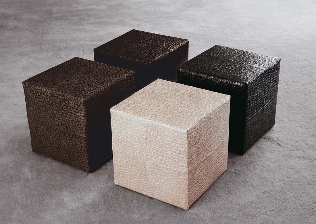 Minotti | Pair of MINOTTI Villon Skin Leather Ottoman Cubic Seats ...