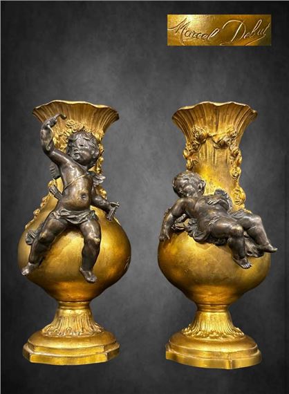 Marcel Debut | A Pair of 19th C. Marcel Debut Signed Figural Patinated ...
