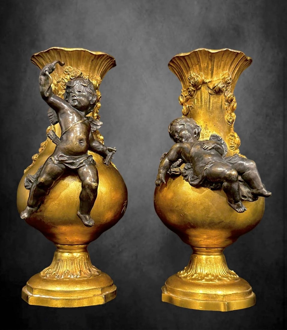 Marcel Debut | A Pair of 19th C. Marcel Debut Signed Figural Patinated ...