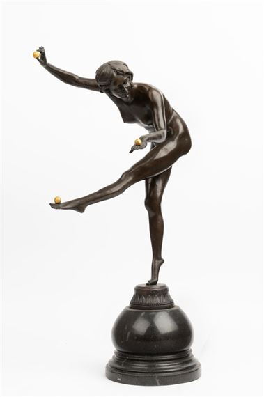 Claire Jeanne Roberte Colinet | An Art Deco style bronze dancing girl figure, La Jongleuse, copy ...