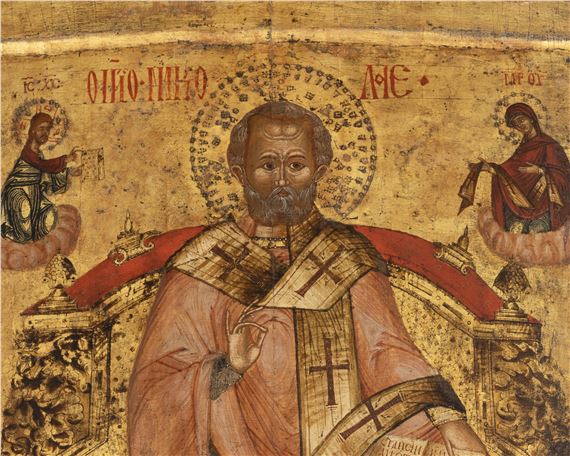 Andrei Zugravul | Saint Hierarch Nicholas Enthroned (Circa 17) | MutualArt
